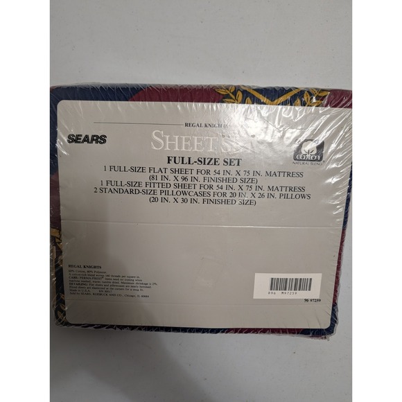 Sears | Bedding | Vintage Sears Sheets Full Sized Set Regal Knights ...